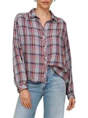 Bella Dahl Woven Plaid Shirt - Silver Shimmer Plaid