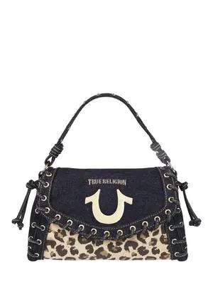 True Religion Denim Leopard Eyelet Flap Bag - Leopard/black