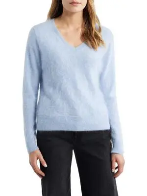 MARGARET O'LEARY Brushed Cashmere V-neck Sweater - Riviera