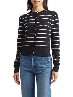 DEREK LAM 10 CROSBY Thibeaut Stripe Cotton & Cashmere Cardigan