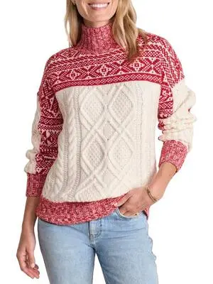 Vineyard Vines Fair Isle Mock Neck Sweater - Marshmallow