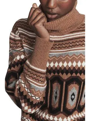 ALIGNE Federika Wool-blend Turtleneck Sweater - Brown Multi