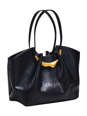 Anthropologie Molten Hardware Textured Tote - Black