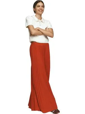 BLITHE Pleated Wide-Leg Pants Red