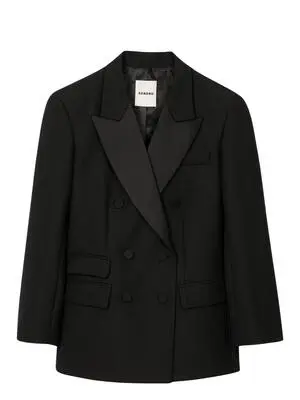 Sandro Tuxedo Jacket With Satin Collar - Black