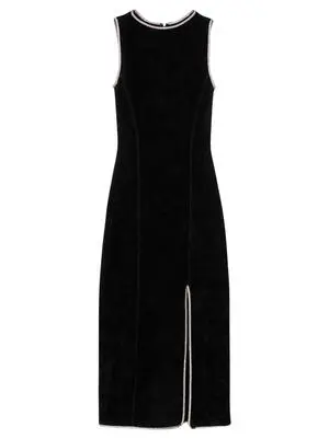 Sandro Rhinestone Slit Maxi Dress - Black