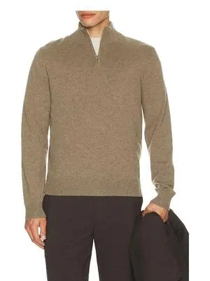 Theory Hilles Cashmere Quarter Zip Sweater - Grey