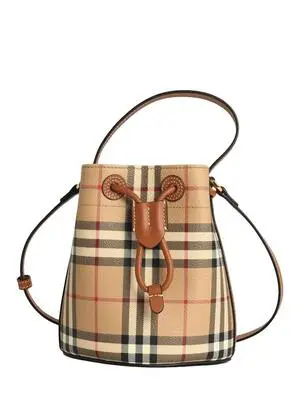 Burberry Check Mini Bucket Bag - Beige