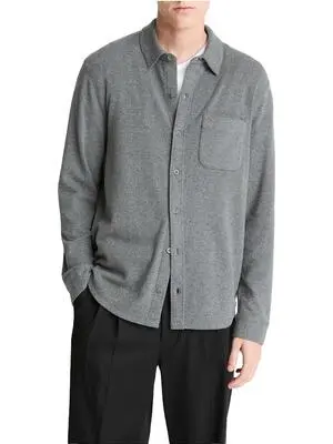 Vince Knit Cotton-blend Button-front Shirt - Gray