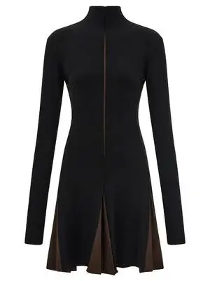 FERRAGAMO Fit And Flare Mini Dress With Contrasting Inserts - Black