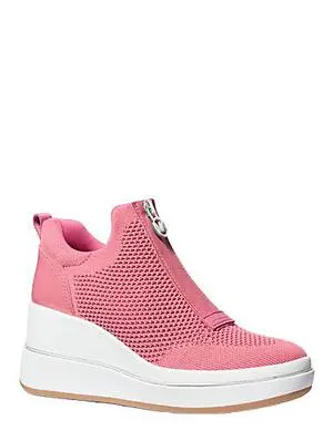 Michael Kors Emmy Mesh Zip-Up Wedge Trainer Red