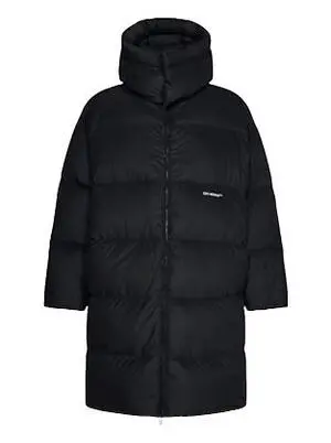 Off-White Bounce Hooded Long Jacket - Black
