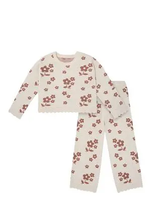 MODERN MOMENTS™ BY GERBER Jacquard Knit Top And Pant Set - Nutmeg Flowers