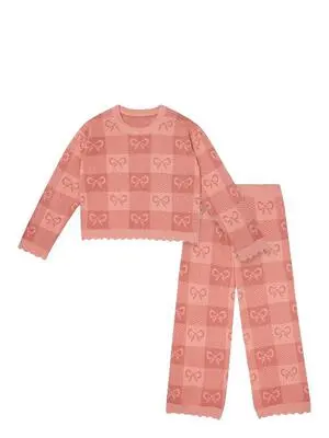 MODERN MOMENTS™ BY GERBER Jacquard Knit Top And Pant Set - Pink Ribbons