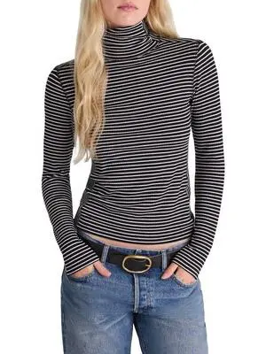 Madewell Stripe Rib Turtleneck Top - Winter White