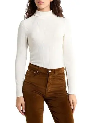 Madewell Ribbed Turtleneck Top - Heather Cream