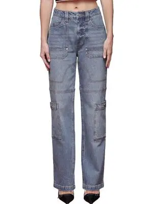 Avec Les Filles Straight Leg Carpenter Jeans - Swan Wash