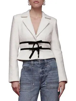 Avec Les Filles Bow Tweed Crop Jacket - Ivory