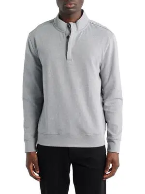 Robert Barakett Textured Quarter Button Pullover - Silver