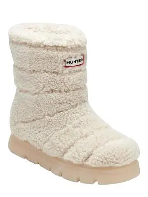 Hunter Waterproof High Pile Fleece Boots - Light Natural