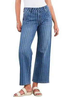WASH LAB DENIM Kellie High-waist Relaxed Straight-leg Jeans - Blue Denim Stripe