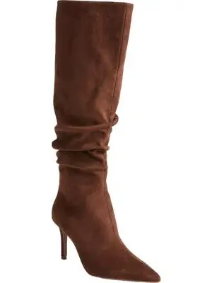 OPEN EDIT Ariana Pointed Toe Knee High Boots Brown Dark
