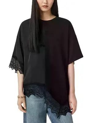ALLSAINTS Lenny Lace-trimmed T-shirt - Black