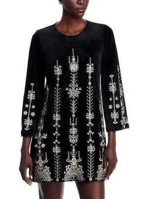 Johnny Was Bounce Velour Kimono Sleeve Dress - Black