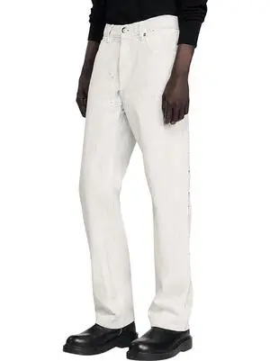 Sandro Regular Fit Cracked Effect Jeans - Optic White