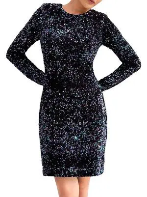 RO & ZO Evie Cluster Sequin Dress