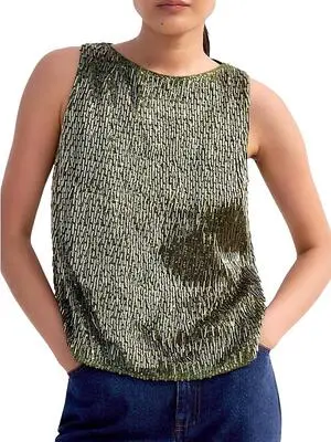 RO & ZO Sequin Shell Tank Top - Green
