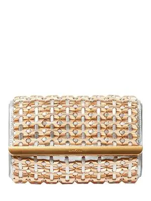 SIMKHAI Rola Beaded Metallic Leather Clutch