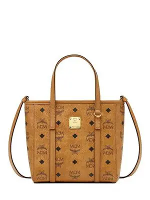Mcm Toni Mini Visetos Shopper Tote - Cognac