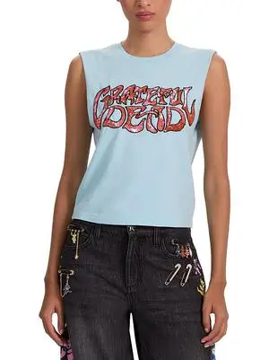 Alice + Olivia X Grateful Dead Sequin Tank Top - Carolina Blue Multi