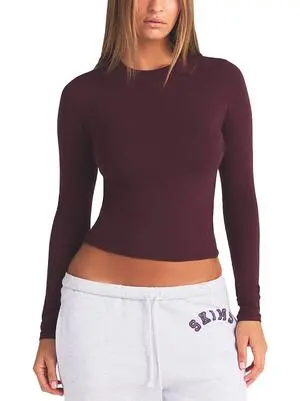 SKIMS Jersey Long Sleeve Tee - Currant