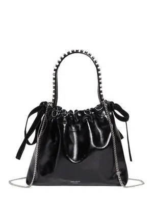 JIMMY CHOO Mini Drawstring Top Handle Bag - Black/black/silver
