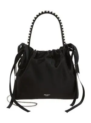 JIMMY CHOO Mini Drawstring Top Handle Bag Black/black/silver