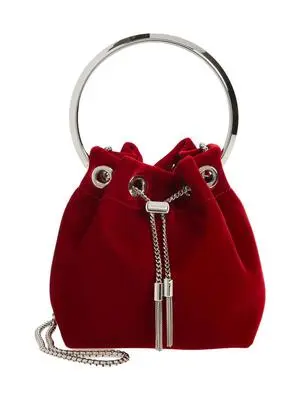 JIMMY CHOO Bon Bon Bucket Bag - Ruby Red/silver