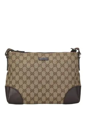 Gucci Original Gg Zip Messenger Bag - Brown
