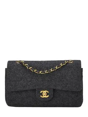 Chanel Wool Classic Double Flap Medium - Grey