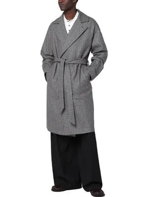 Tagliatore Houndstooth Belted Coat - Beige