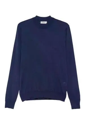 FERRANTE Crew-neck Long Sleeve Sweater - Blue