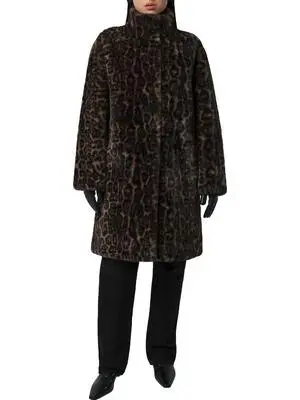 Apparis Blair Leopard Pluche™ Faux Fur Coat - Dark Leopard