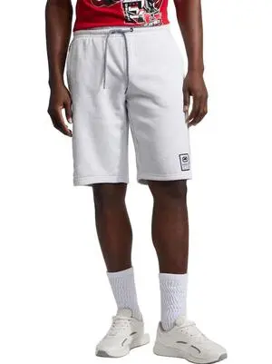 ECKO UNLTD. Fleece Short With Woven Tape Detail - White Heather