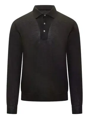FILIPPO DE LAURENTIIS Long-sleeve Polo Shirt - Black