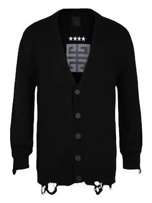 Givenchy Embroidered Star And 4g Logo Cardigan - Black White