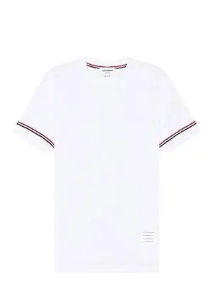 Thom Browne Cotton Waffle Rib Cuff Tee - White