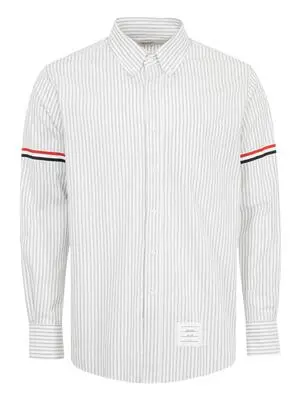 Thom Browne Long-sleeve Shirt With Armband - Grey