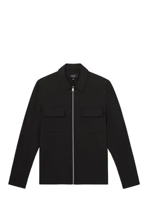 REISS Technical Full-zip Overshirt - Black