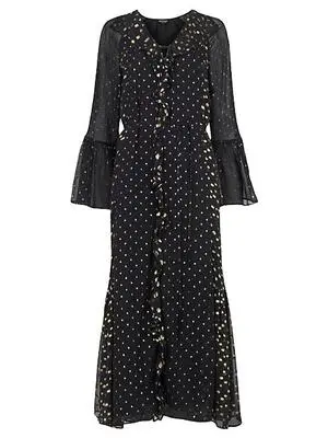 Whistles Metallic Dot-print Woven Midi Dress - Black